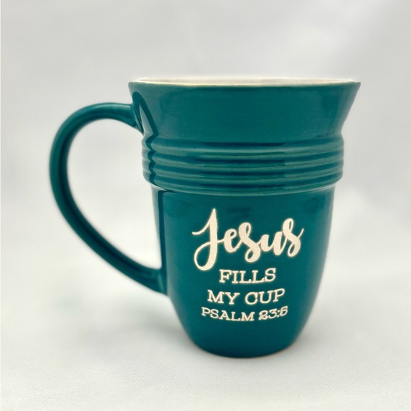Unbranded | Dining | New Teal Ceramic Coffee Mug Embossed Psalm 235 ...